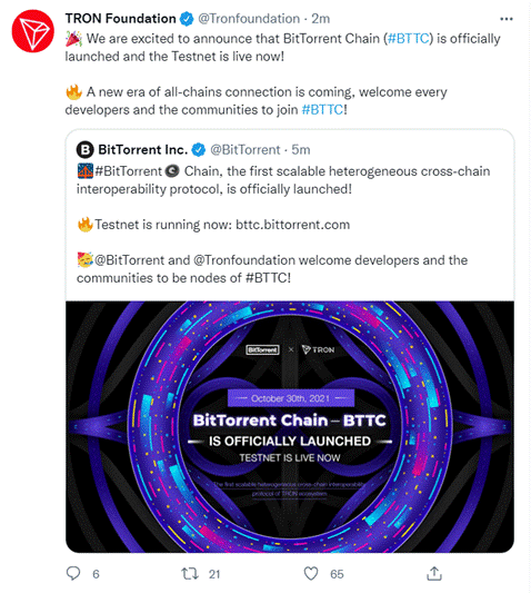 TRON Officially Launches Cross-Chain Scaling Solution BitTorrent Chain ...