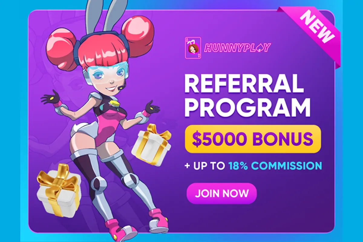 HunnyPlay's New Referral Program: $5000 Bonus & Up to 18% Commission