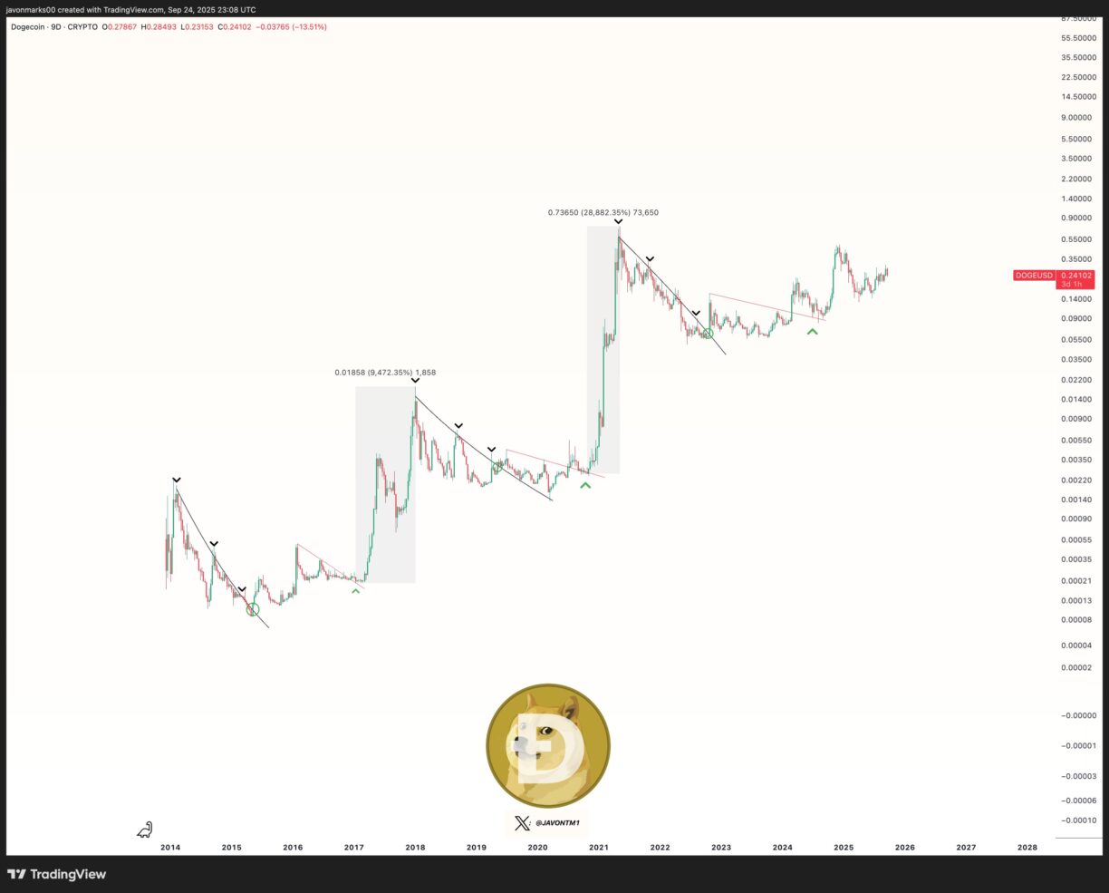 Expert Sees 195% DOGE Upside Amid Strong Whale Activity, Dogecoin ETF Odds at 99%