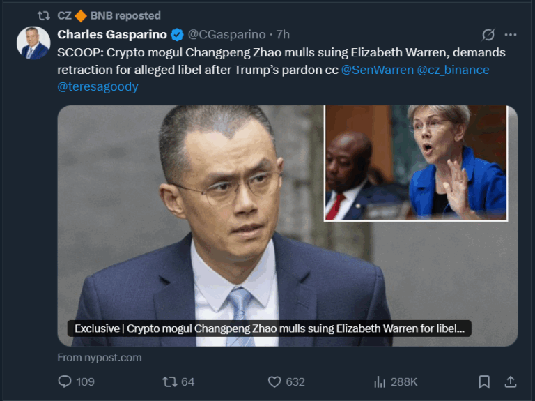 Changpeng 'CZ' Zhao Confirms Defamation Lawsuit Plans Against Sen ...